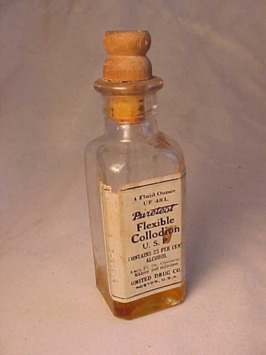 C1920s Puretest Flexible Collodion United Drug Co. Boston, Mass., Cork ...