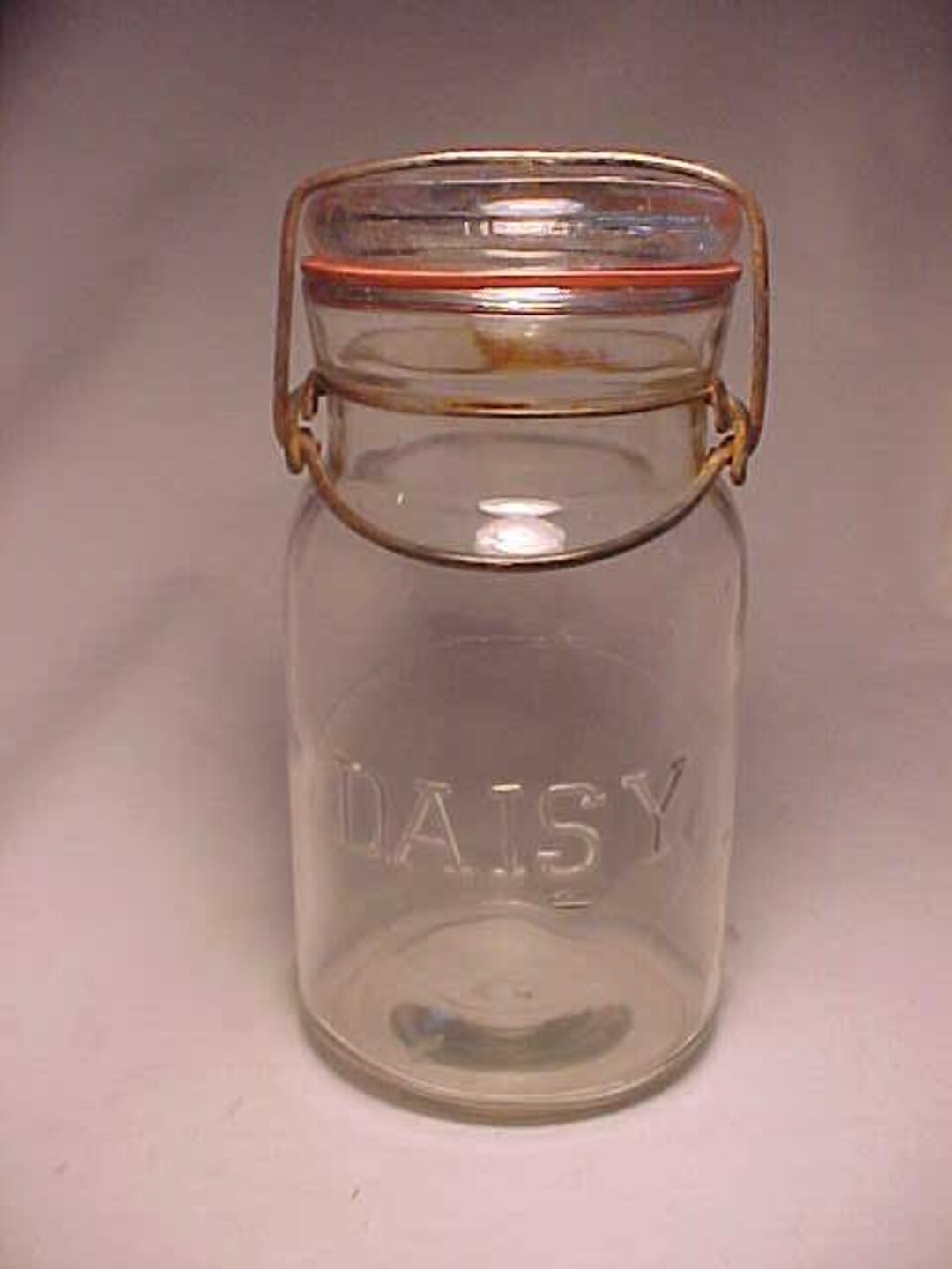 C1900-15 DAISY in Slug Plate , Pint Size Clear Glass Canning Fruit Jar ...