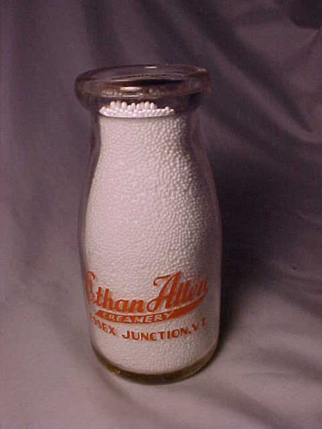 1937 Ethan Allen Creamery Essex Junction, VT., Half Pint Size Orange ...