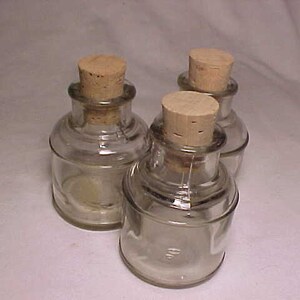 C1920s Unembossed Cork Top Cylindrical Round Inkwell Ink Bottle With a ...