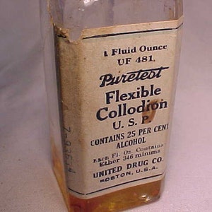 C1920s Puretest Flexible Collodion United Drug Co. Boston, Mass., Cork ...