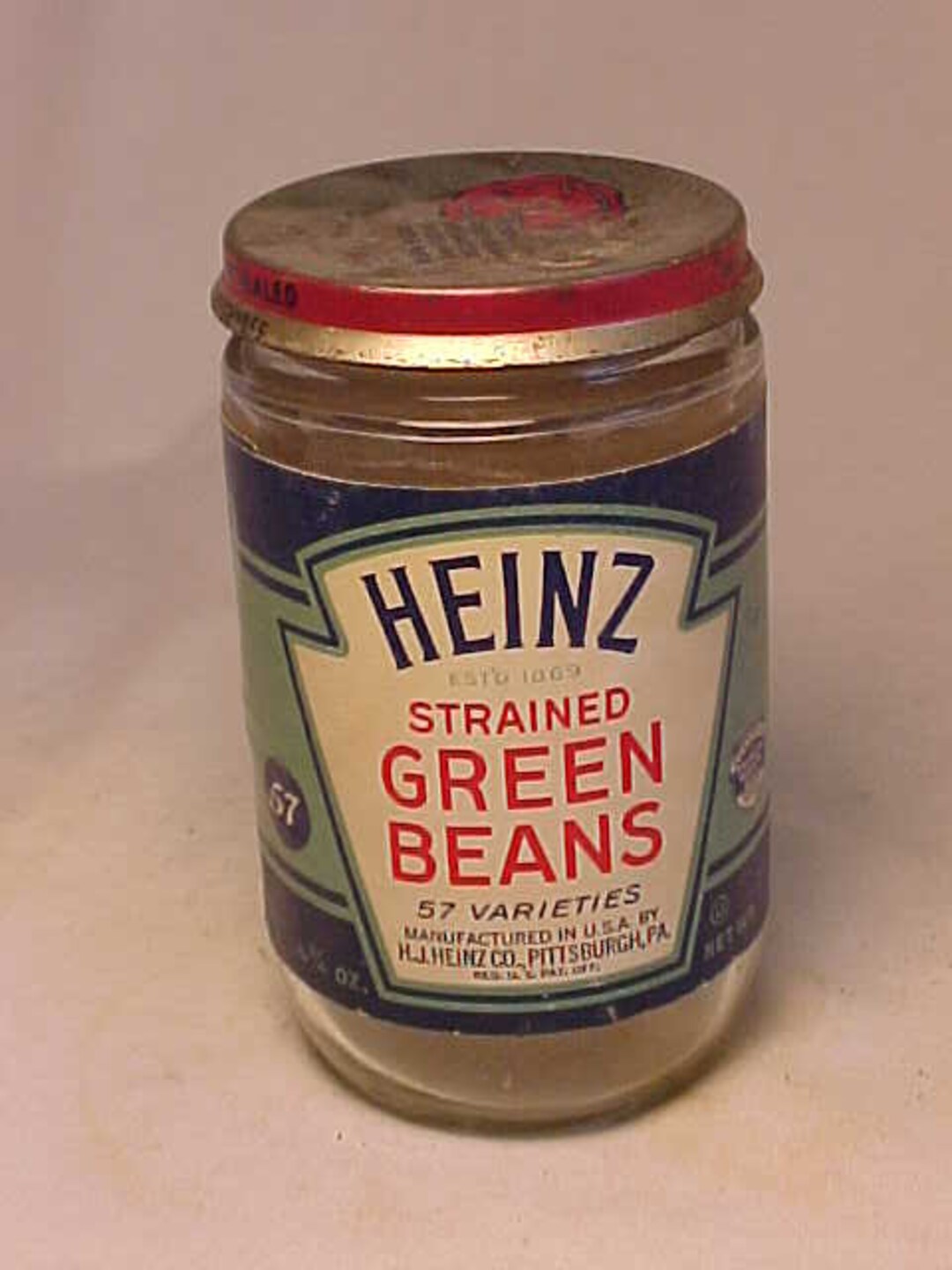 C1940s Heinz Strained Green Beans Manufactured in U.S.A. by H. J. Heinz ...