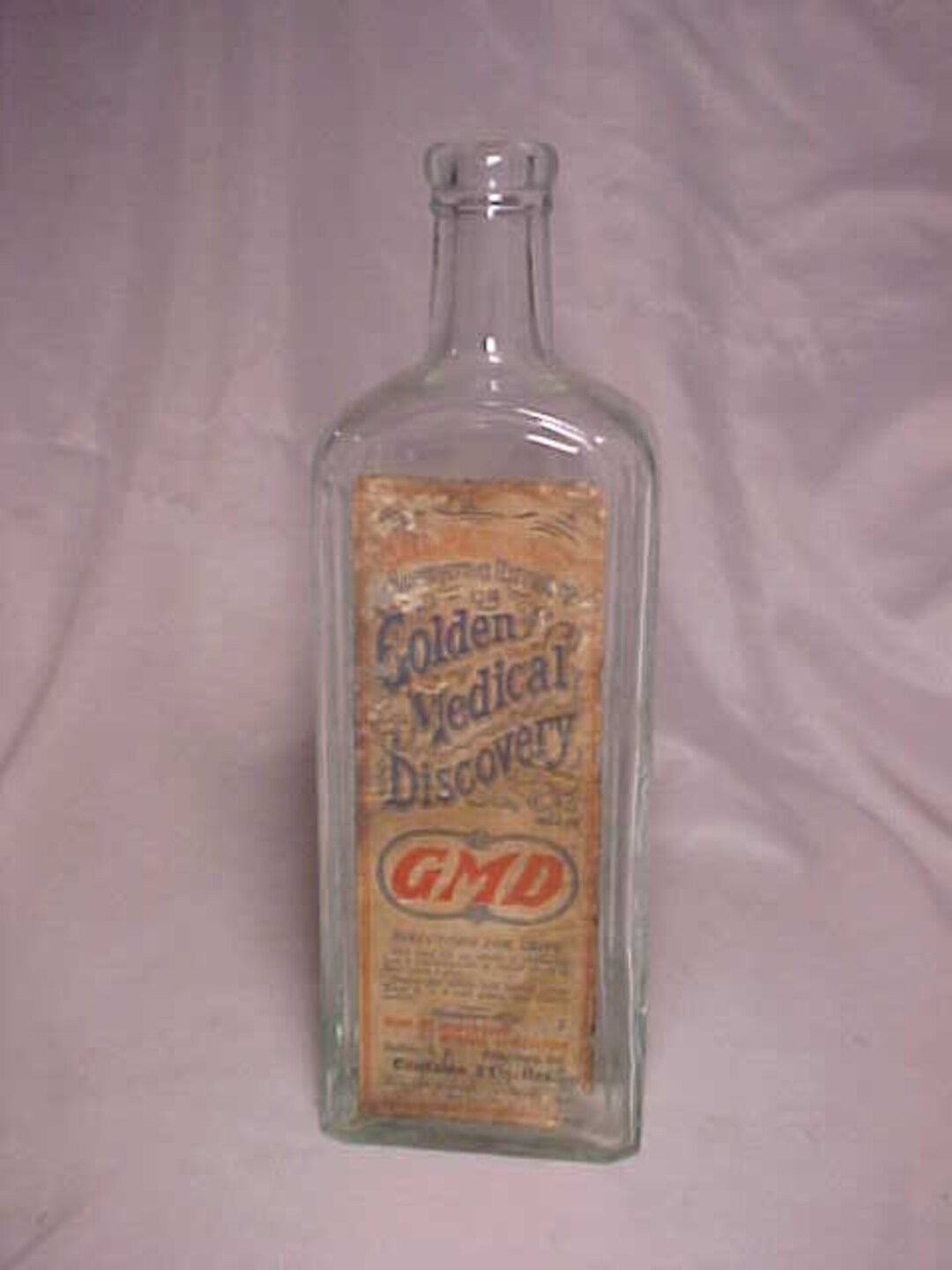 C1915 Dr. Pierce's Golden Medical Discovery Buffalo, N.Y. , Cork Top Aqua Glass Patent Medicine ...