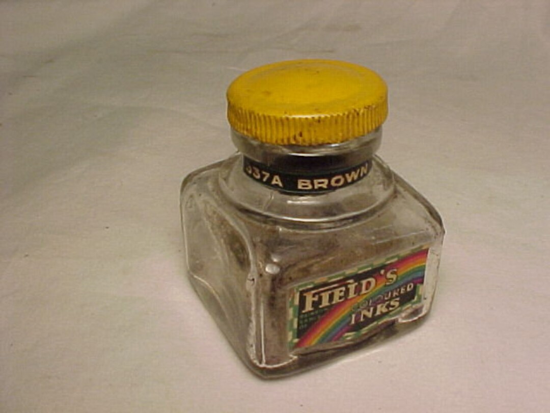 C1920s Field's Rainbow Range of Coloured Inks ,cork Top Inkwell Ink ...