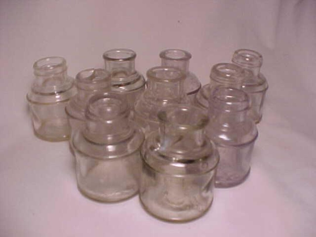 Set of Ten C1890-1920s Carter's Ink Cork Top Cylindrical Round Inkwell ...