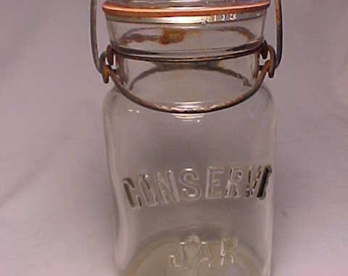 C1890s Conserve Jar Clear Blown Glass Pint Size Canning Fruit Jar With ...