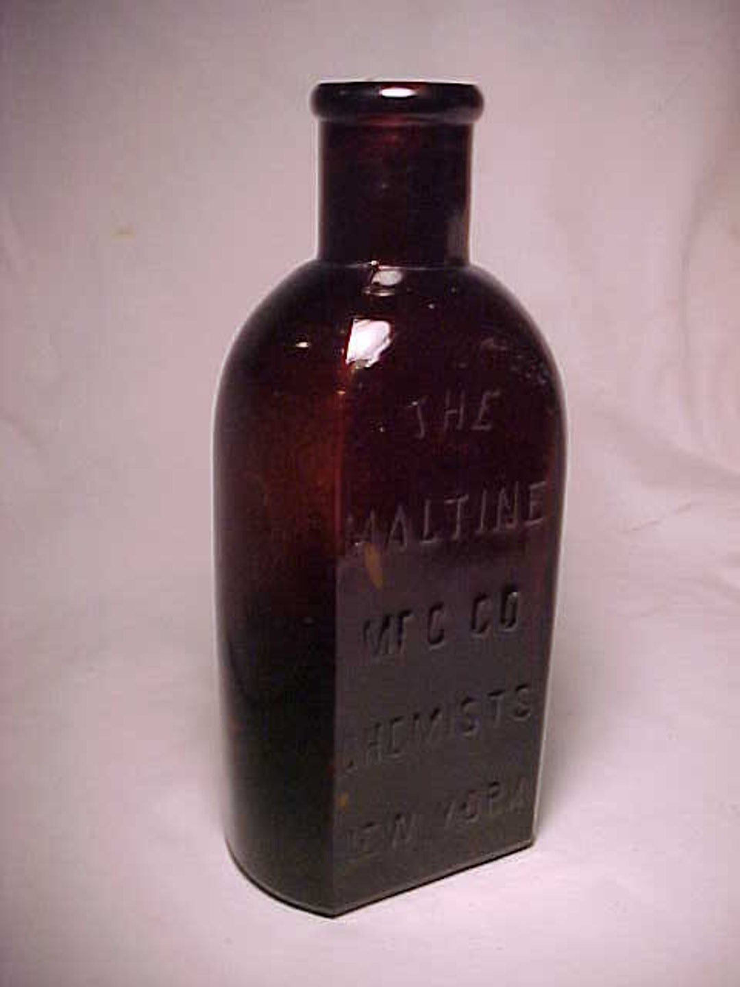 C1890s the Maltine Mfg. Co. Chemists New York , Amber Blown Glass ...
