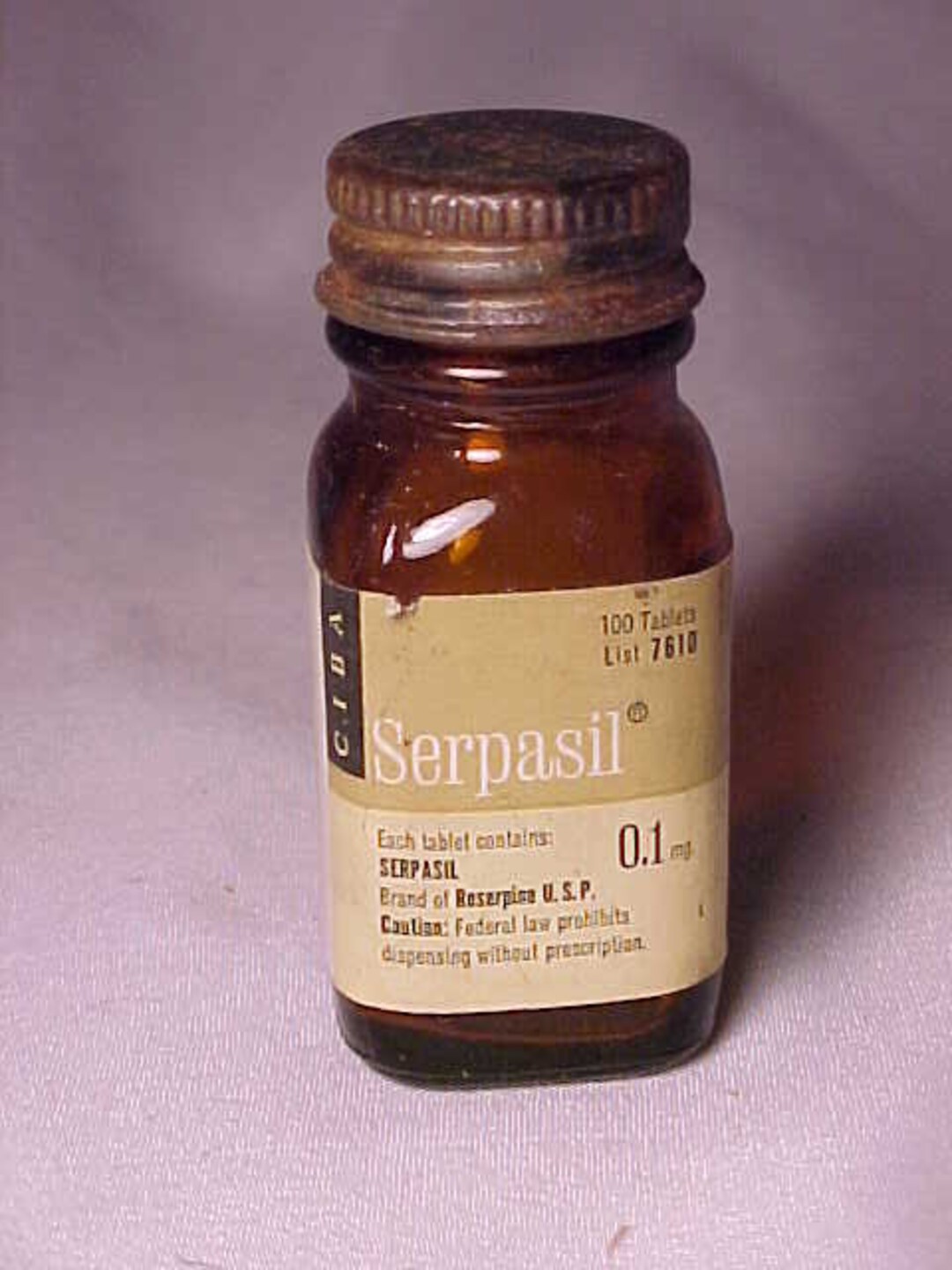 C1950s 100 Tablets Serpasil Brand of Reserpine Ciba Pharmaceutical ...