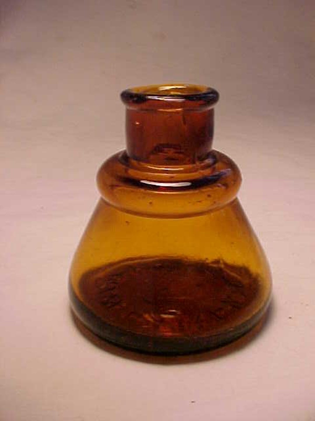 C1890s Carter's 5 Conical Cone Ink Amber Blown Glass Cork Top Inkwell ...