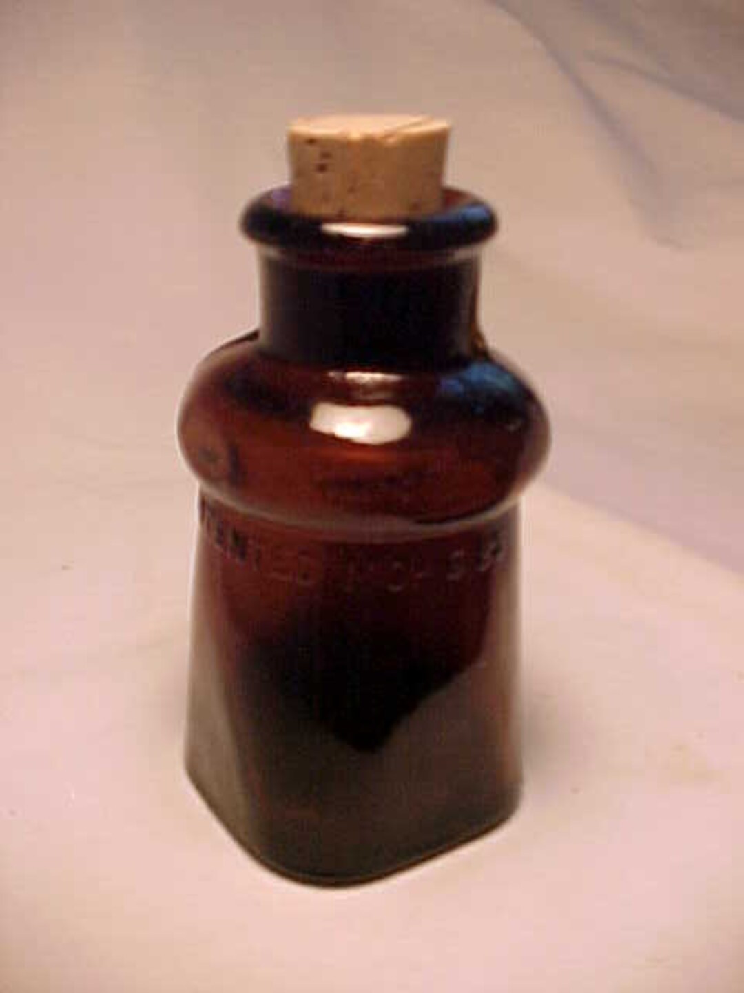 C1890s Amber Bixby Shoe Polish Ink Bottle With a Cork, Cork Top Blown ...