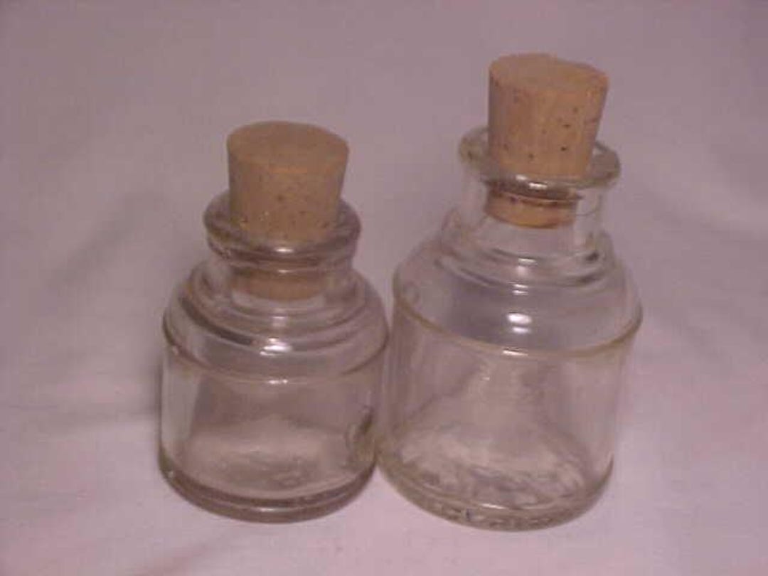 Set of Two C1910-20s Carter's Ink Cork Top Cylindrical Round Inkwell ...