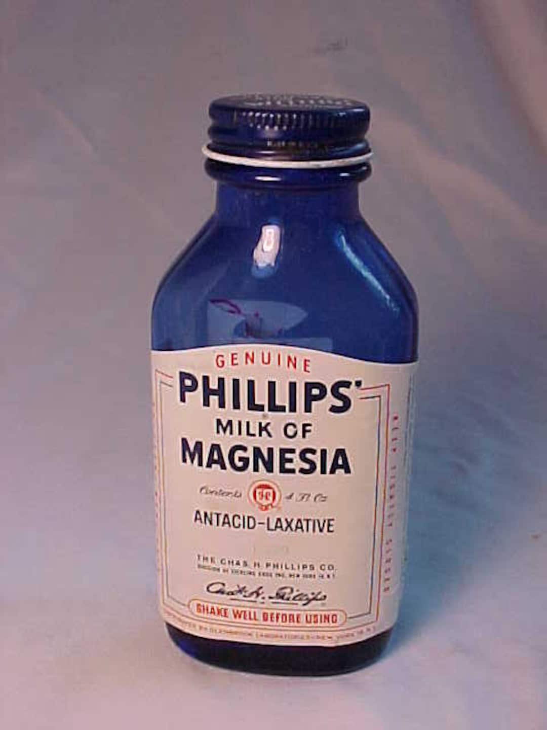 C1960s Genuine Phillips Magnesia Tablets New York ,cobalt Blue Patent ...