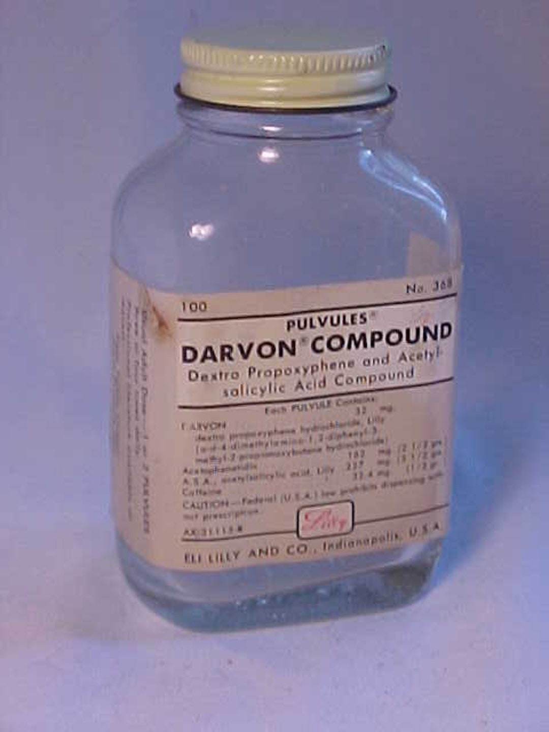 C1950s 100 No. 368 Pulvules Darvon Compound Eli Lilly & Co ...