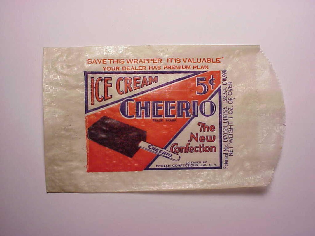 C1930s Cheerio 5c Ice Cream the New Confection Frozen Confections Inc ...