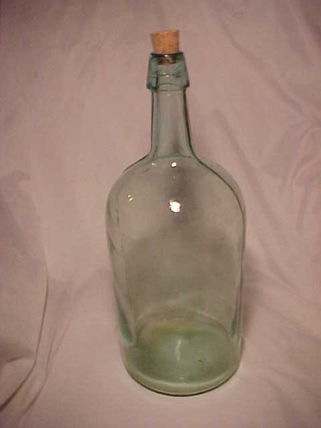 C1880s 1 1/2 Gallon Size Aqua Blown Glass Cork Top Demijohn Booze ...
