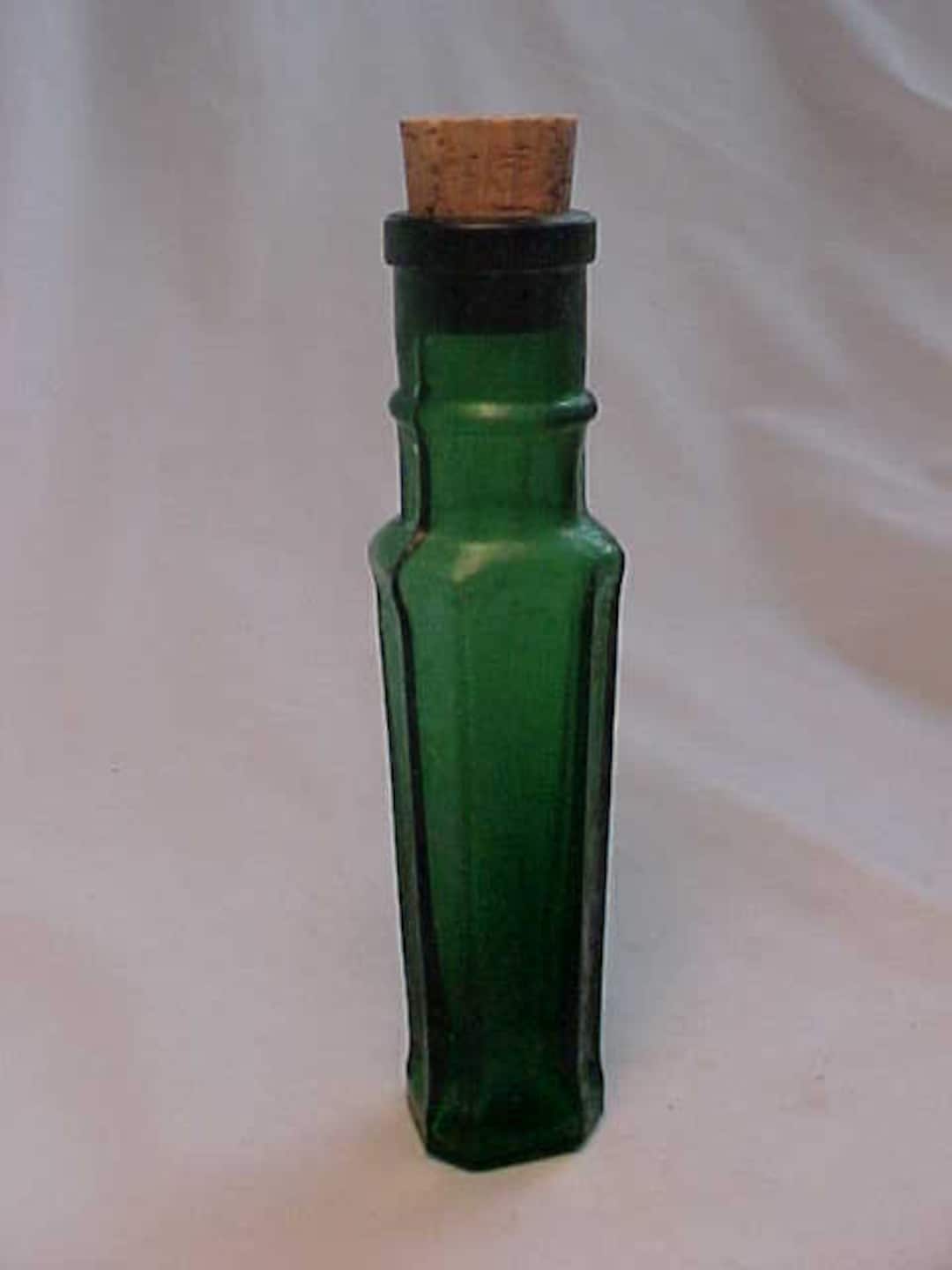 C1890s Emerald Green Blown Glass Cork Top Caper or Pickle Bottle 6 1/2 ...