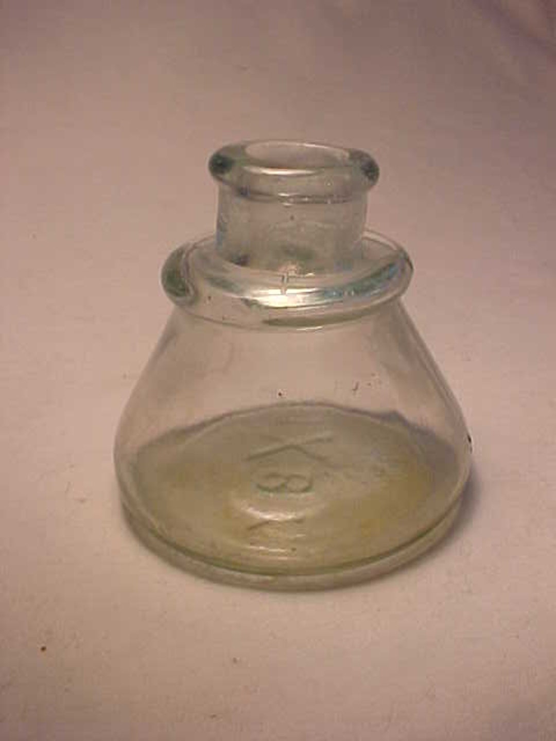 C1880s Bixby Conical Cone Pale Aqua Blown Glass Cork Top Inkwell Ink ...