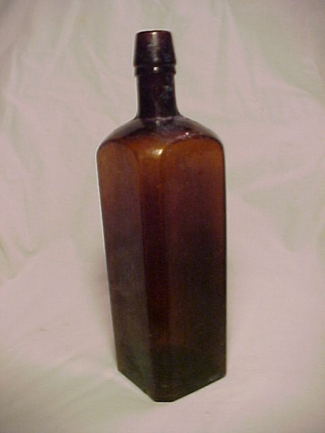 C1870s Amber Color Square Utility Bitters or Medicine Bottle With an ...