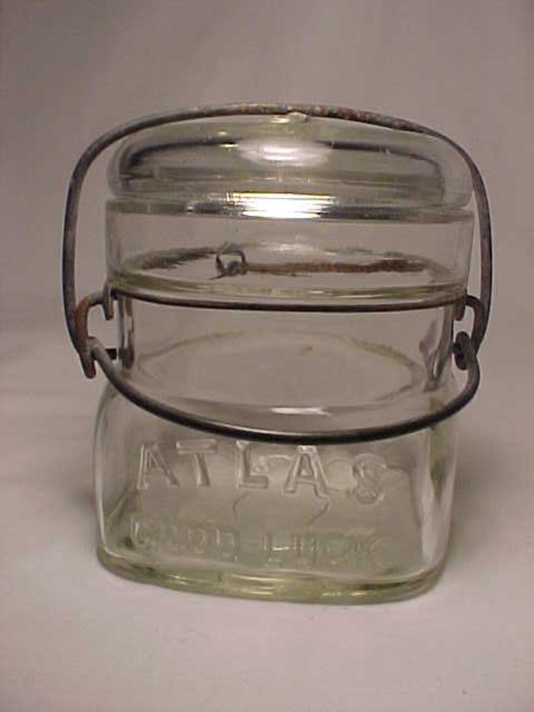 C1930s Atlas Good Luck Clear 1/3 Pint Fruit Jar, Small Size Country ...