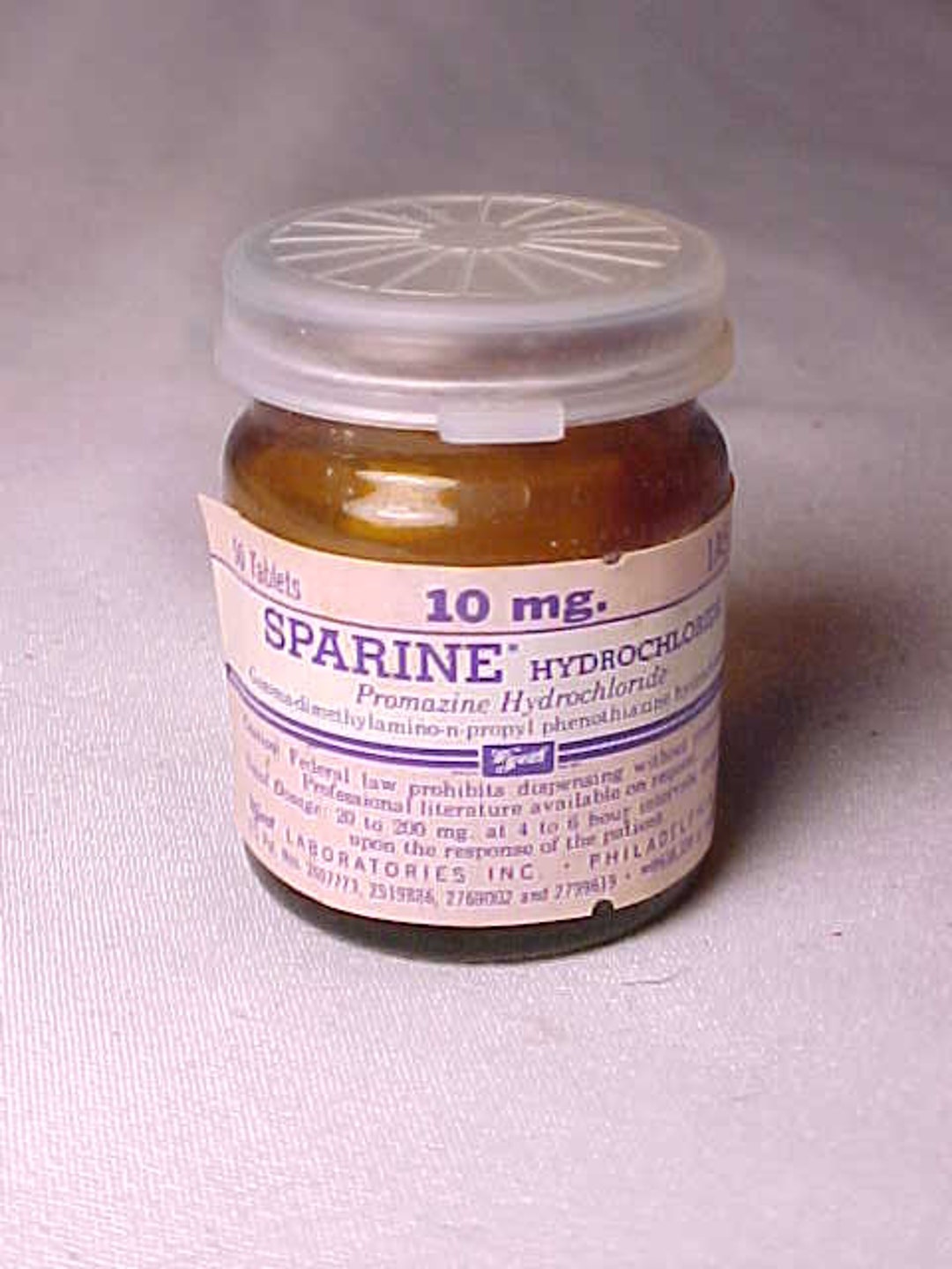 C1960s 50 Tablets Sparine Promazine Hydrochloride Wyeth Laboratories ...