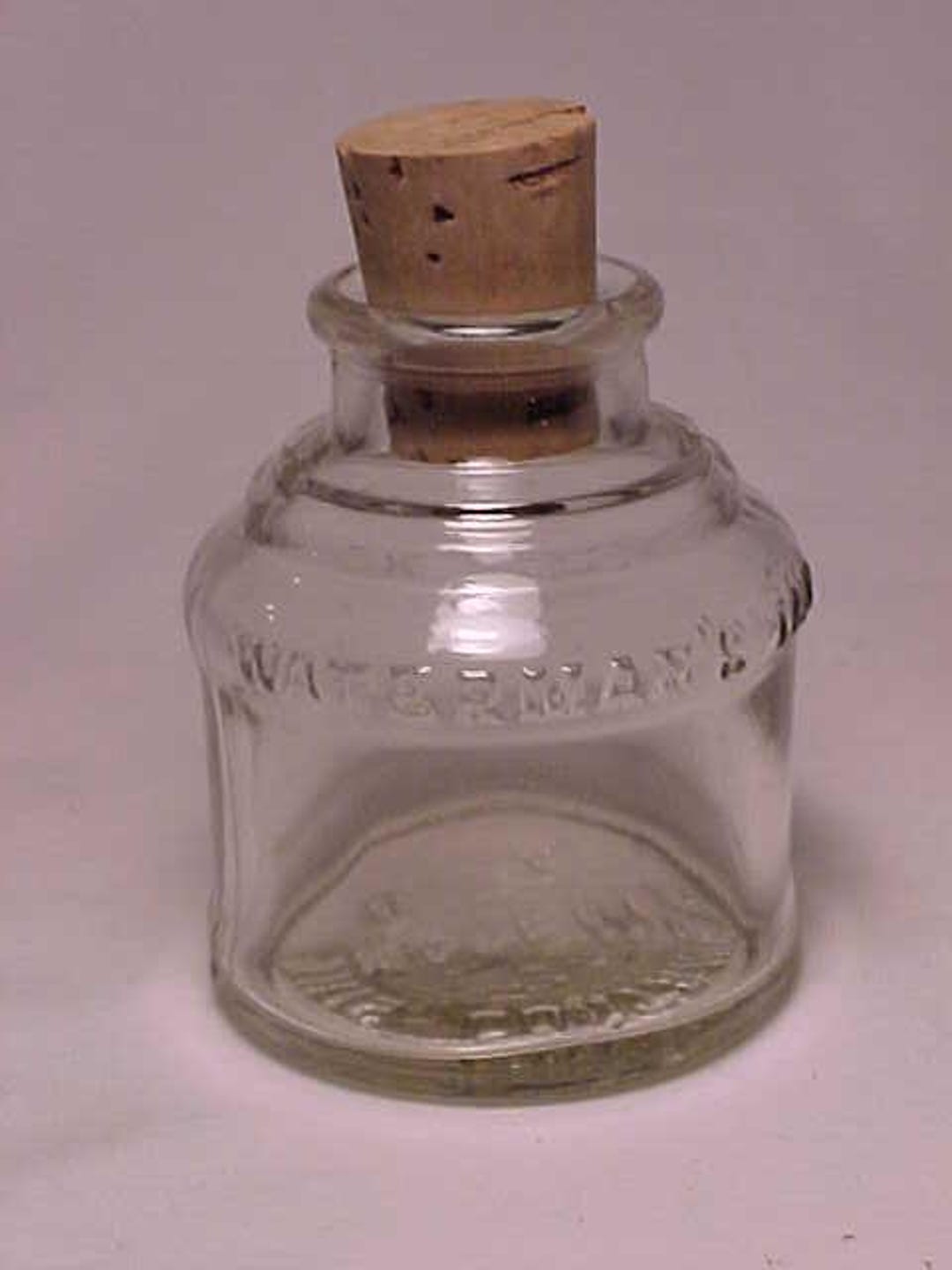 C1920s Waterman's Ink Cork Top Cylindrical Round Inkwell Ink Bottle ...