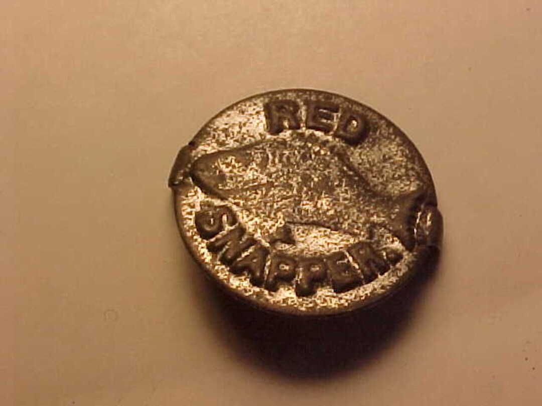 C1900-20s Red Snapper Tin Stamped Tobacco Tag With a Fish Embossed ...