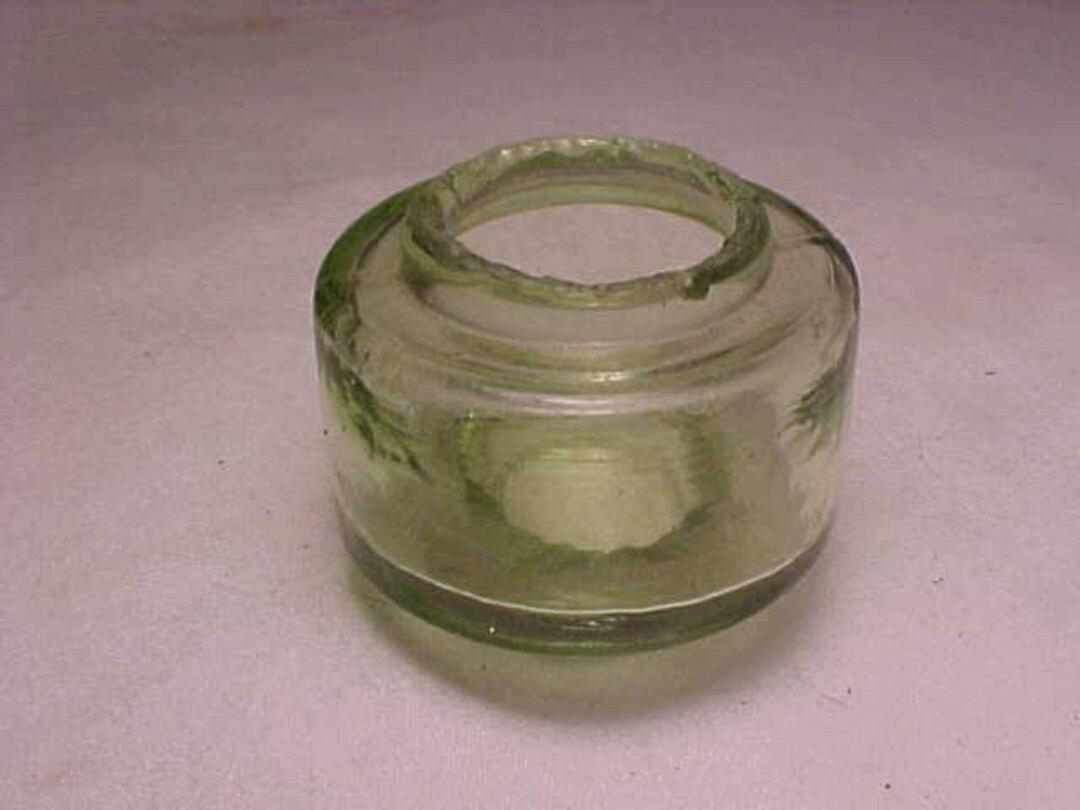 C1880s Apple Green Blown Glass Cork Top Ink Inkwell Ink Bottle Inkwell ...