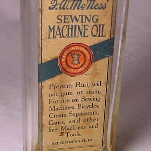 C1920s F. W. Mcness Sewing Machine Oil Furst Mcness Company Freeport ...