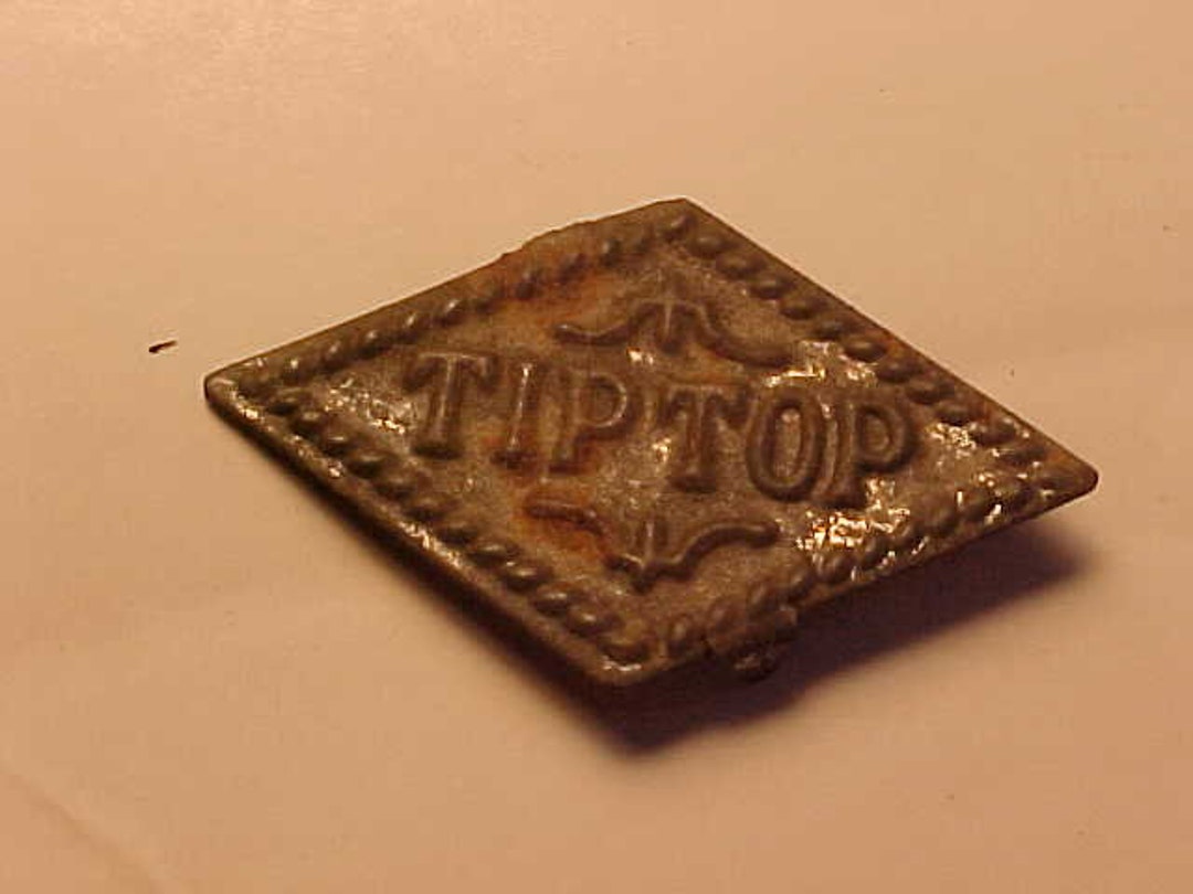 C1900-20s Tip Top Tin Stamped Tobacco Tag, Antique Tobacco Tin, Man ...