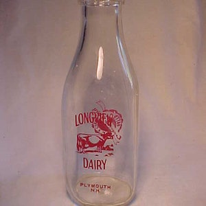 1951 Longview Dairy Plymouth, N.H., One Quart Size Red Pyro Label Milk ...