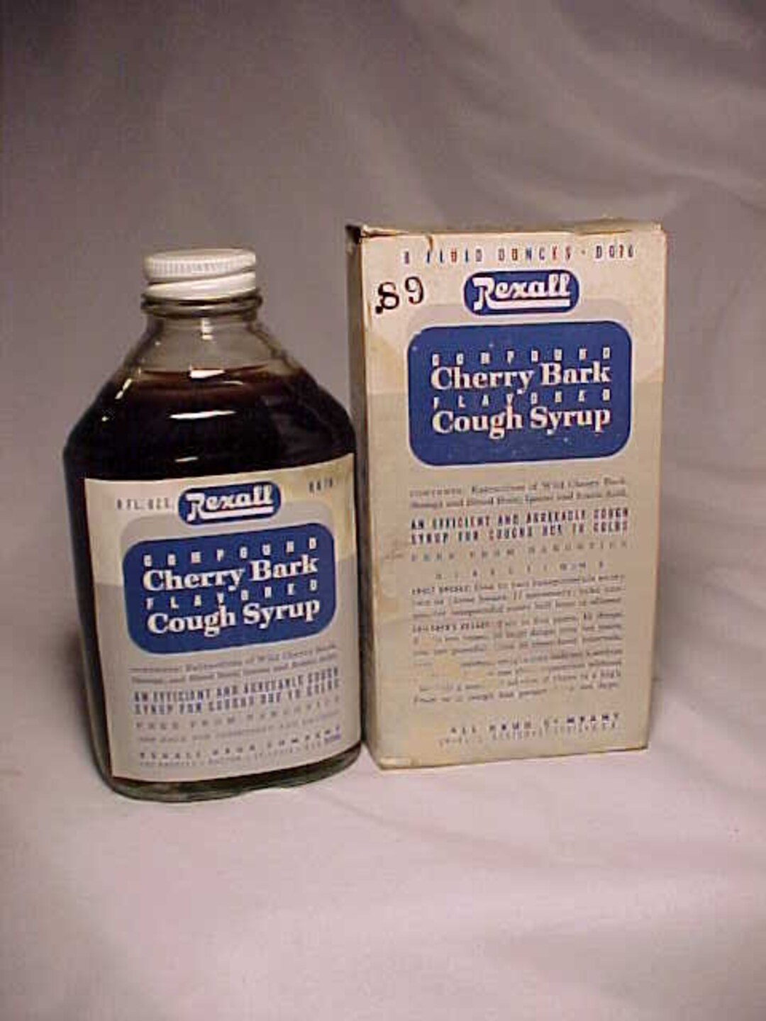 C1950s Compound Cherry Bark Flavored Cough Syrup Rexall Drug Co. Los ...