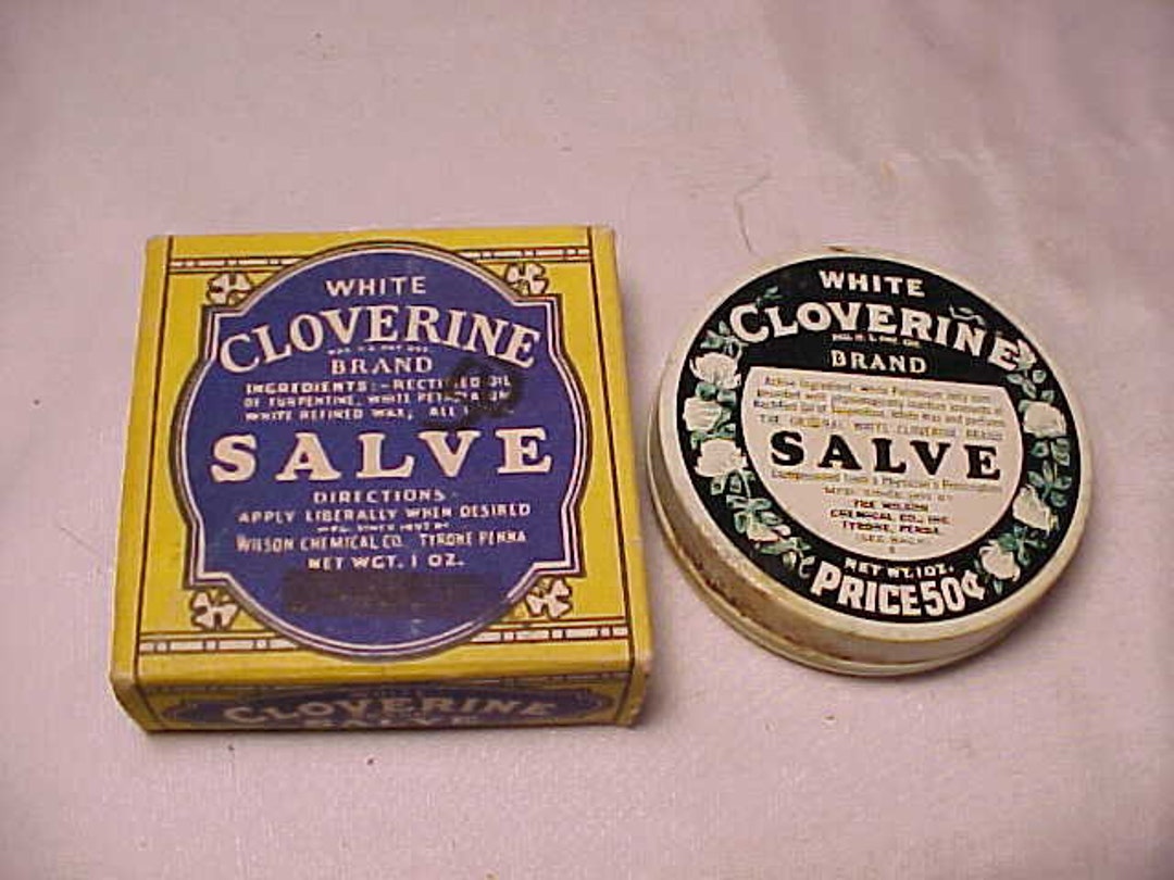 C1950 White Cloverine Brand Salve the Wilson Chemical Co. Tyrone, Penna ...
