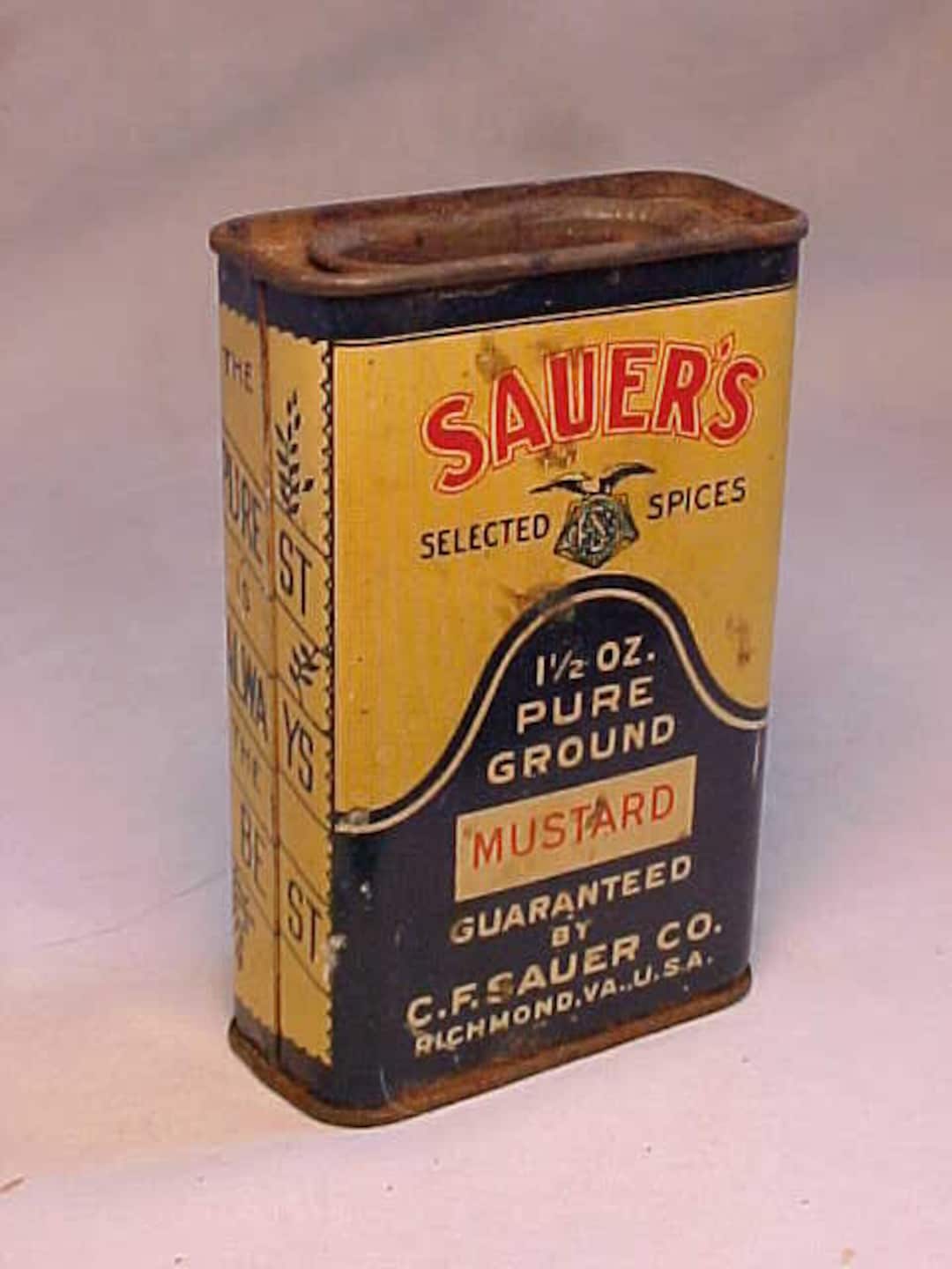 C1920s Sauer's Ground Mustard by C. F. Sauer Co. Richmond, VA., Vintage ...