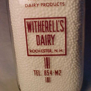 1955 Witherell's Dairy Rochester, N.H., One Quart Size Maroon Pyro ...