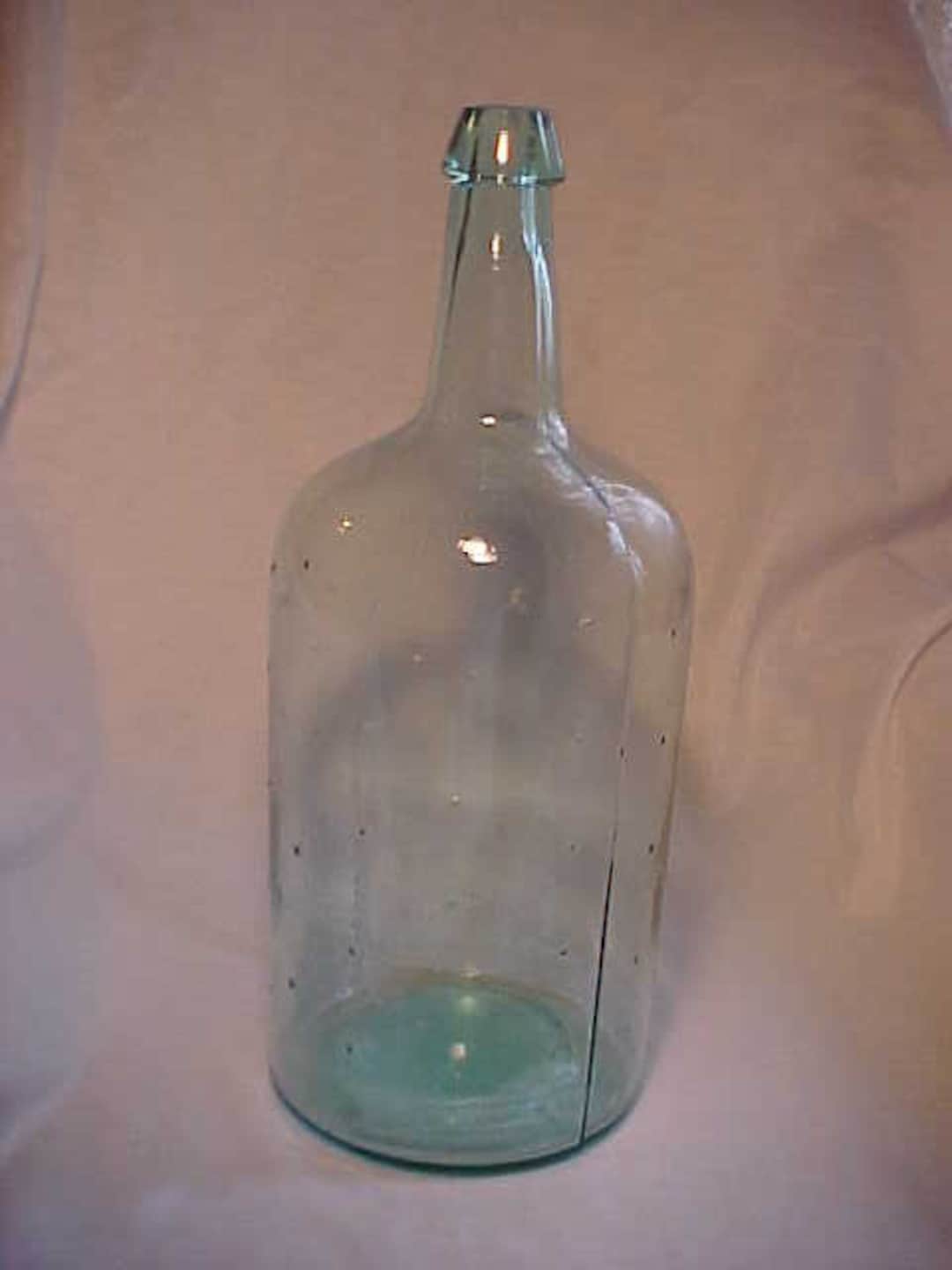 C1890s 1 to 2 Gallon Size Aqua Blown Glass Cork Top Demijohn Booze ...