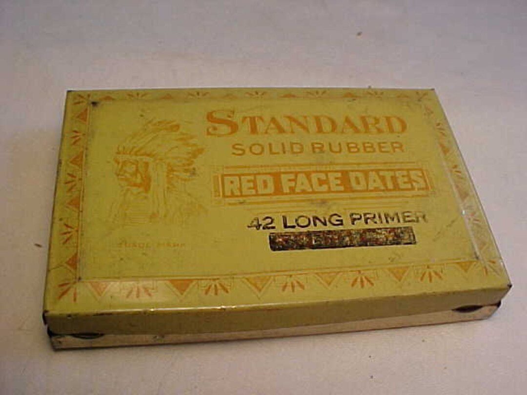 C1920-30s Standard Solid Rubber Red Face Dates 42 Long Primer With ...