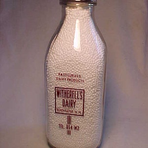 1955 Witherell's Dairy Rochester, N.H., One Quart Size Maroon Pyro ...