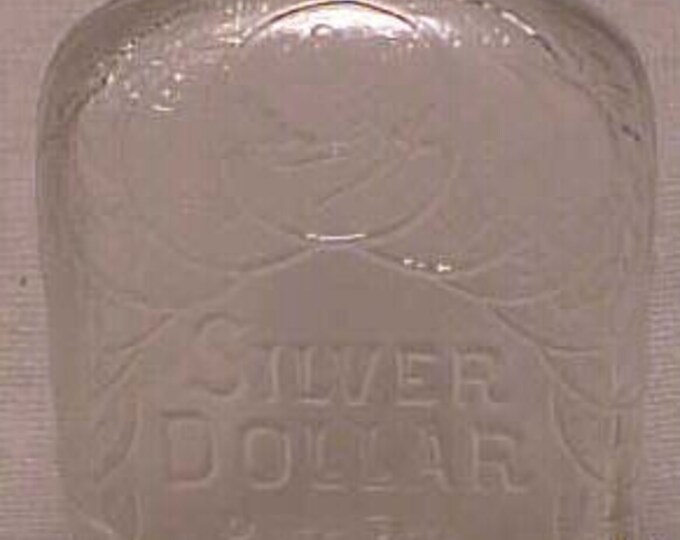 C1927 Silver Dollar Pure Rye Whiskey Flask, Clear Embossed Whiskey ...