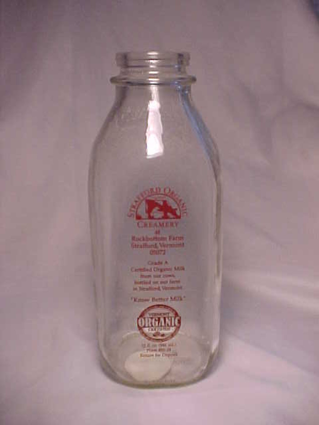 C1990s Strafford Organic Creamery Strafford, Vermont, One Quart Size ...