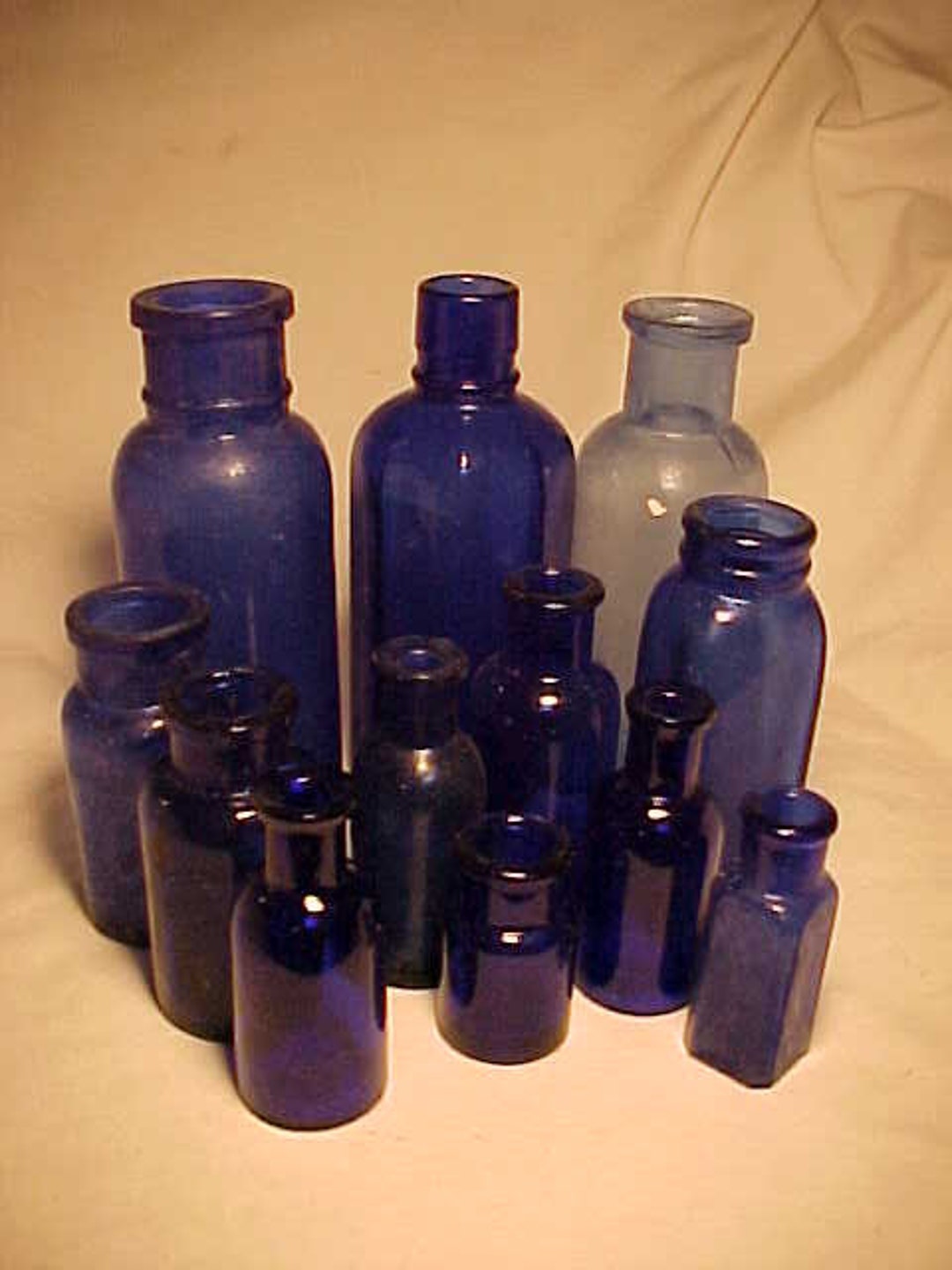 C1890 1915 Group of 12 Cobalt Blue Glass Cork Top Patent Medicine ...