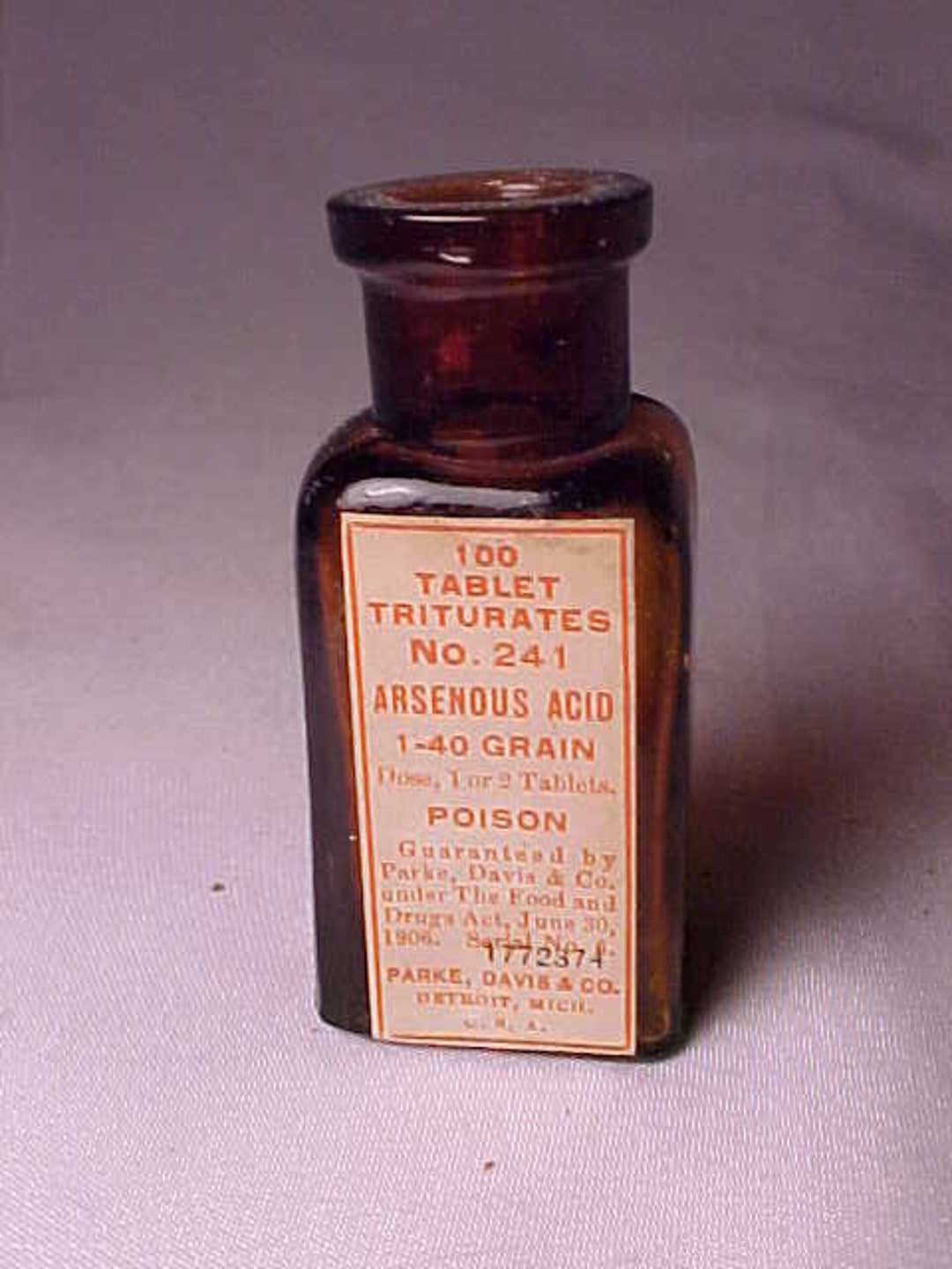 C1906 100 Tablets No. 241 Arsenous Acid Poison Parke Davis & - Etsy