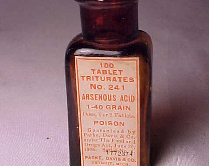 C1906 100 Tablets No. 241 Arsenous Acid Poison Parke, Davis & Co ...