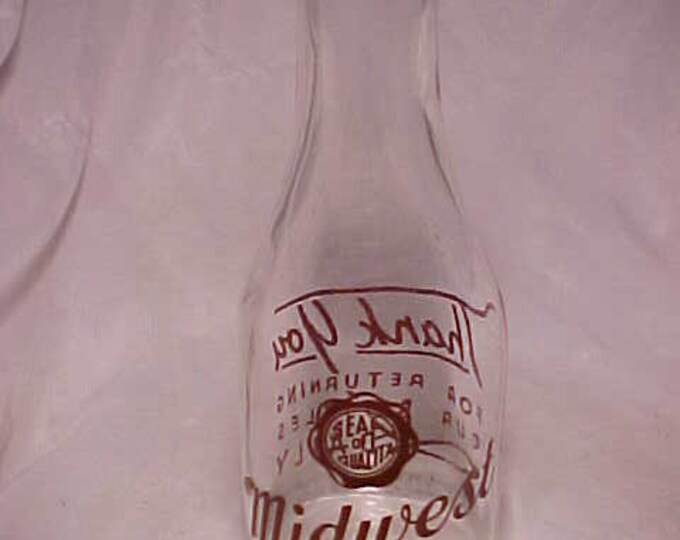 1953 Midwest Plymouth, Wisconsin, One Quart Size Maroon Pyro TRPQ Milk ...