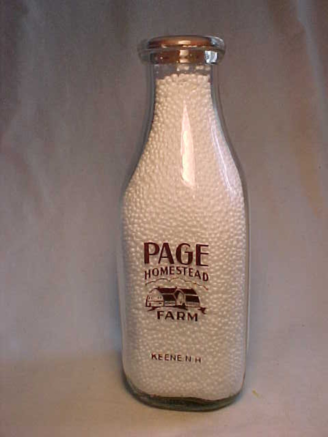 1956 Page Homestead Farm Keene, N.H., TSPQ One Quart Size Maroon Pyro ...