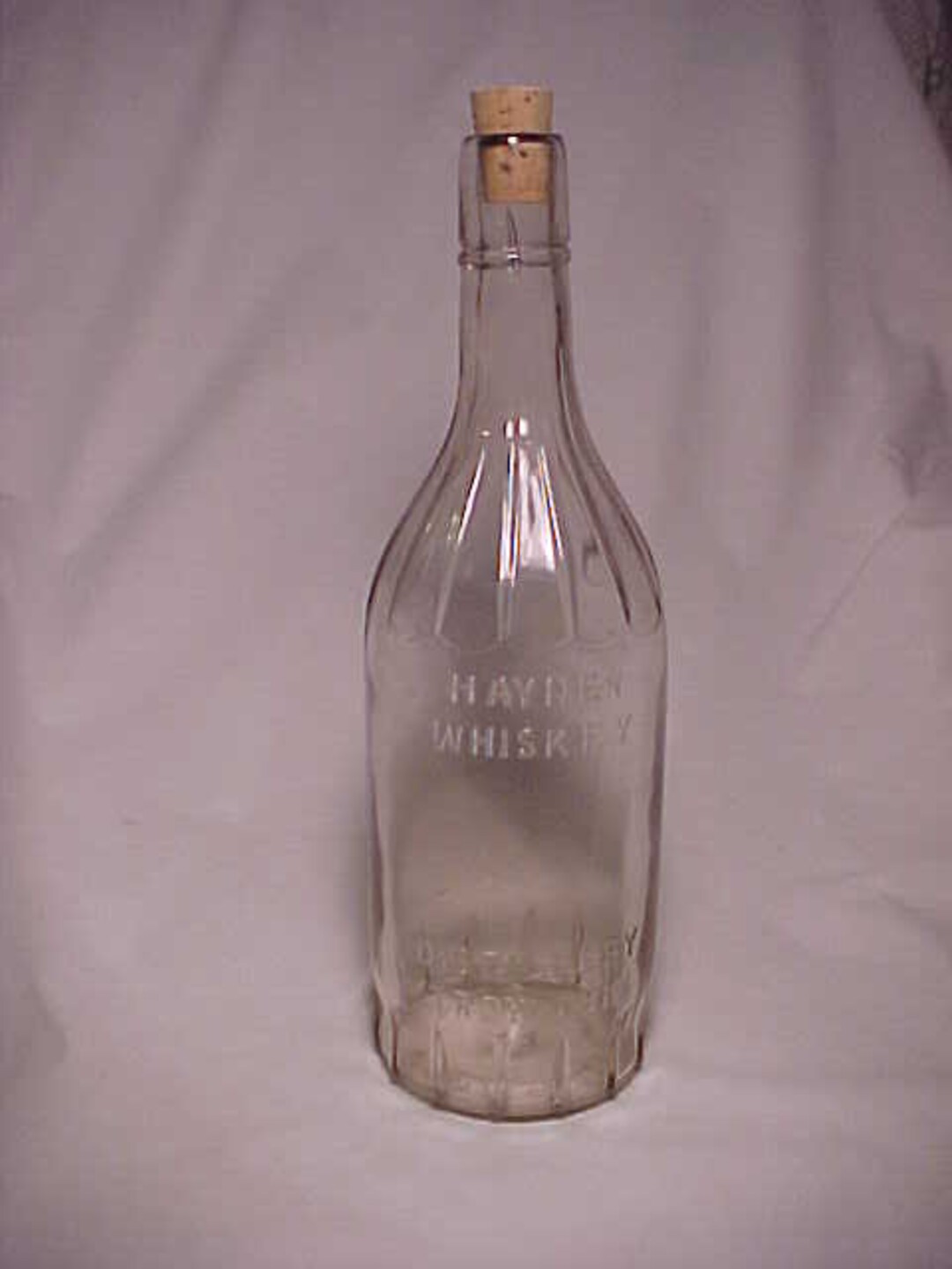 C1900 Hayner Whiskey Distillery Troy, Ohio, Quart Size Cork Top Clear ...