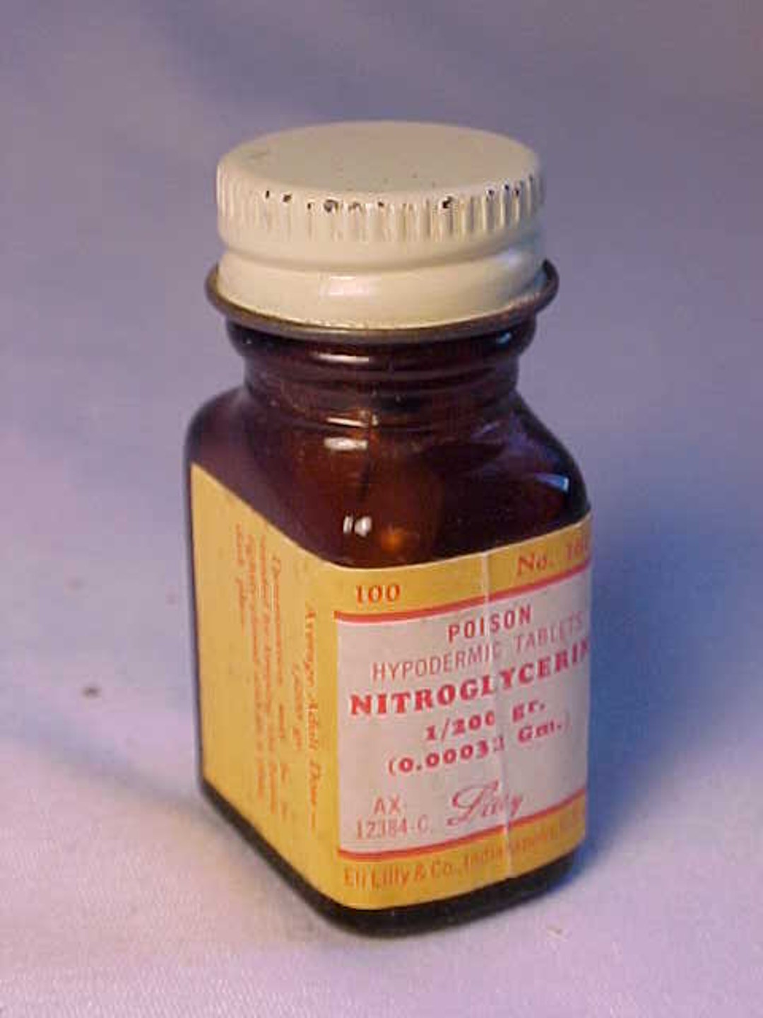C1950s 100 Hypodermic Tablets Nitroglycerin Eli Lilly & Co ...