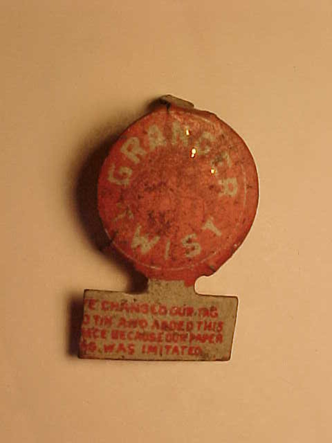 C1900-20 Granger Twist Value Tag Tin Litho Tobacco Tag, Antique Tobacco ...
