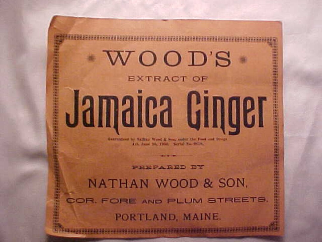 C1906 Wood's Extract of Jamaica Ginger Nathan Wood Portland, Maine ...