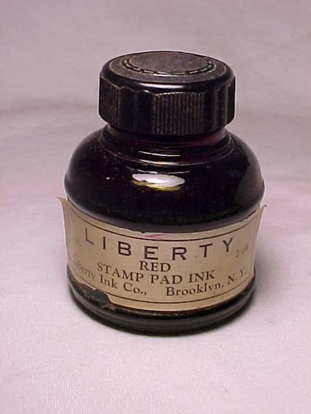 C1930s Liberty Red Stamp Pad Ink Liberty Ink Co. Brooklyn, N.Y., Screw ...