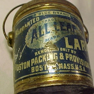 C1920s Blue Brand All Leaf Lard Rendered Only by Boston Packing ...